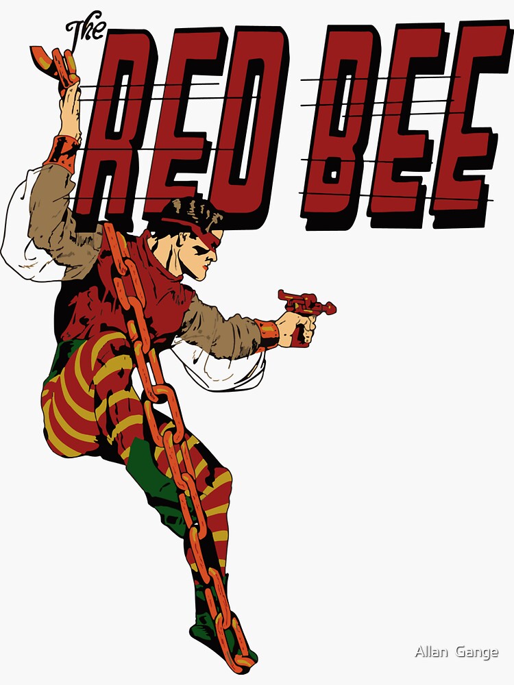"Forgotten Super Hero The Red Bee" Sticker by HatandSpecs | Redbubble
