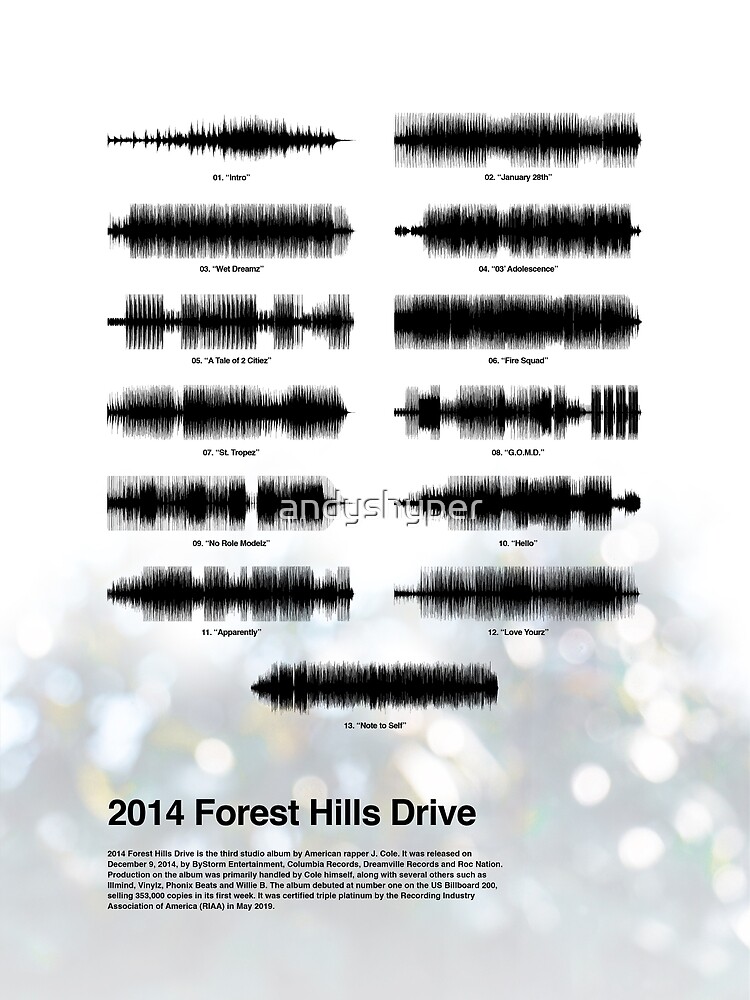 2014 Forest Hills Drive by J. Cole (Minimalist Soundwave Art) Premium ...