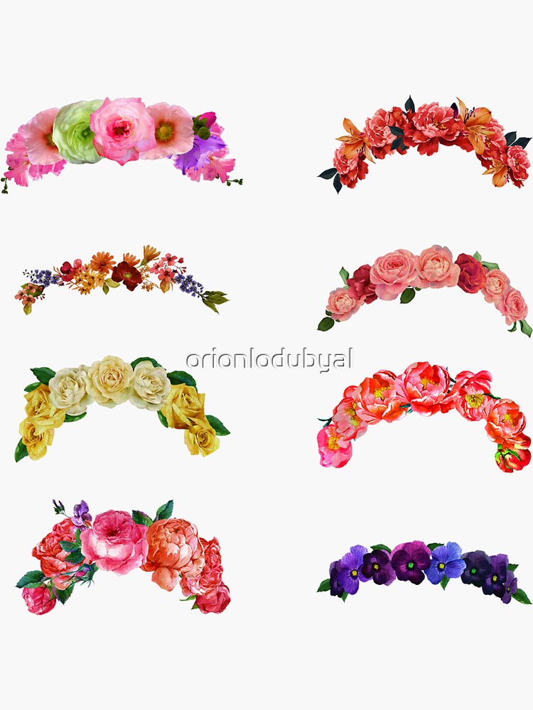 "Flower Crowns Sticker Pack" Sticker by orionlodubyal | Redbubble