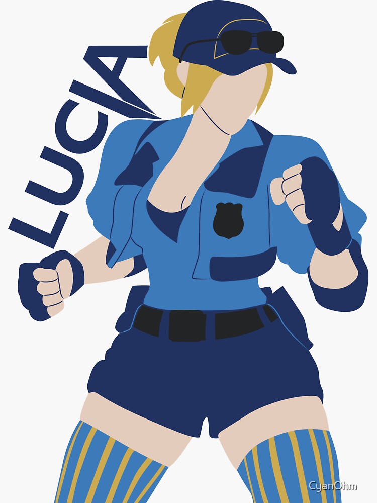 "Lucia SFV Minimalist Vector Trace" Sticker by CyanOhm | Redbubble