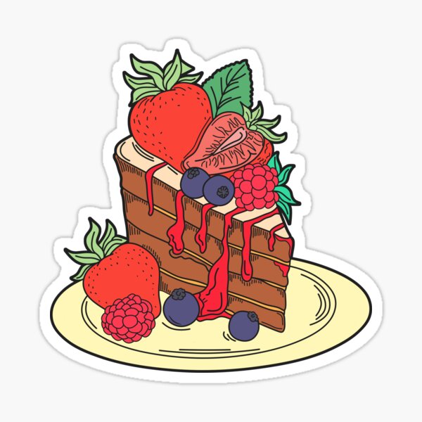"Strawberry cake" Sticker for Sale by Rusembell | Redbubble