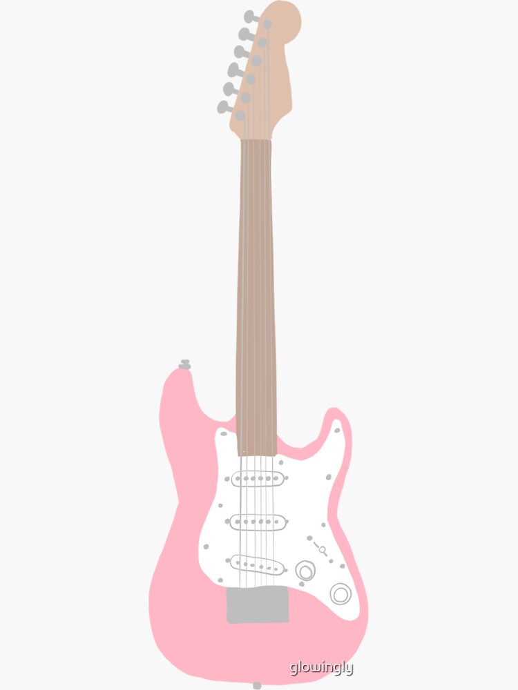"baby pink electric guitar sticker" Sticker by glowingly | Redbubble