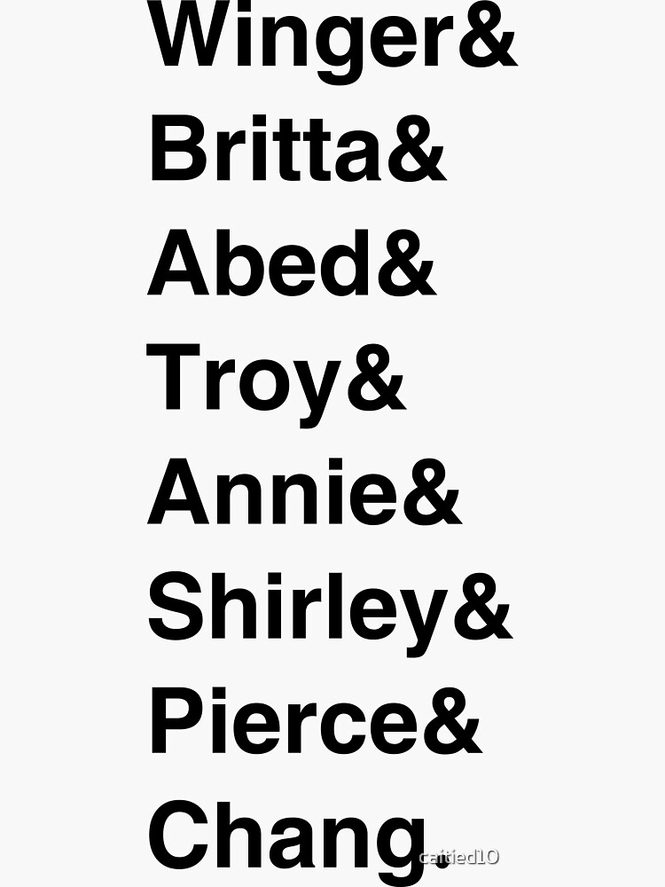 "Community Characters Name List" Sticker for Sale by caitied10 | Redbubble