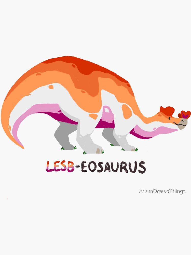 "Pride Dinos - Lesb-eosaurus " Sticker by AdamDrawsThings | Redbubble