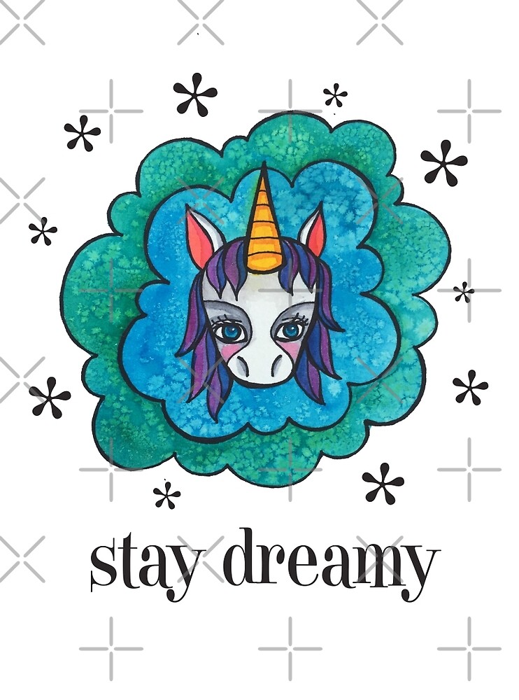"Stay Dreamy: Cute Unicorn Drawing Watercolor Illustration " by Melanie ...