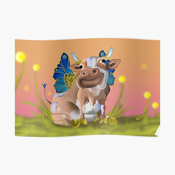 "Butterfly Cow" Poster for Sale by DinkumDoodles | Redbubble