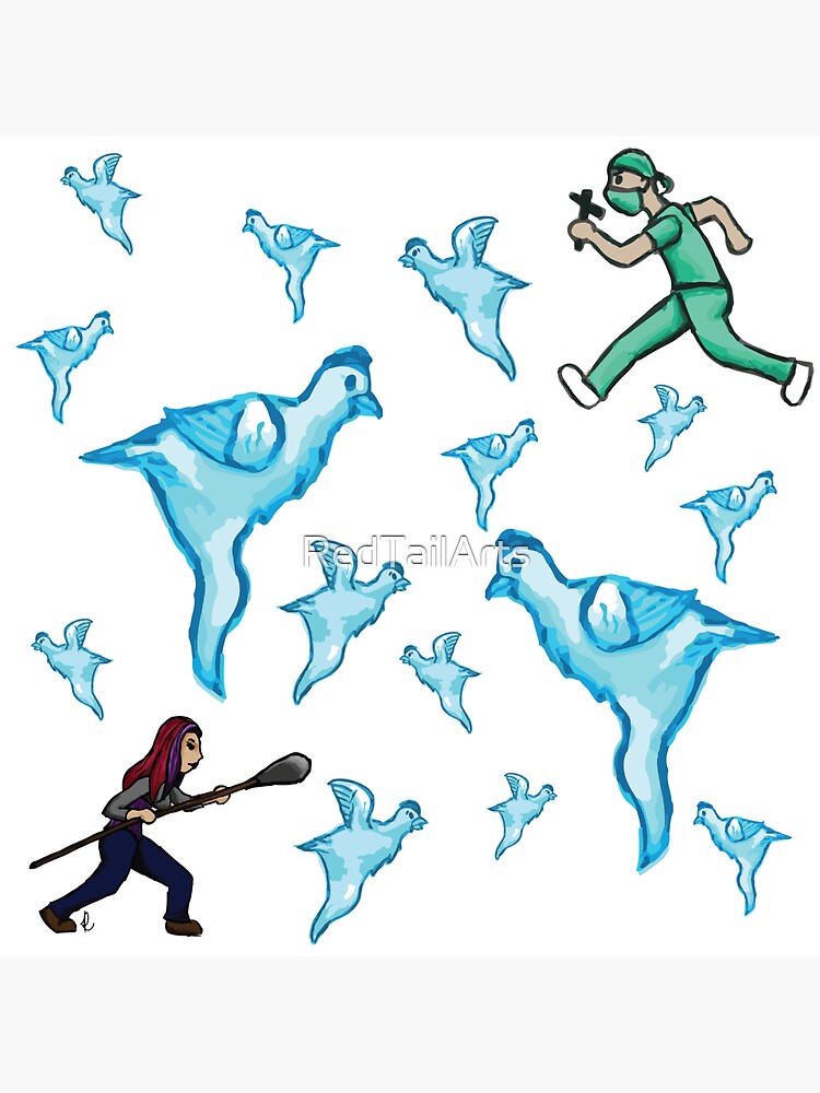 "Battle of the Poultrygeist" Sticker for Sale by RedTailArts | Redbubble