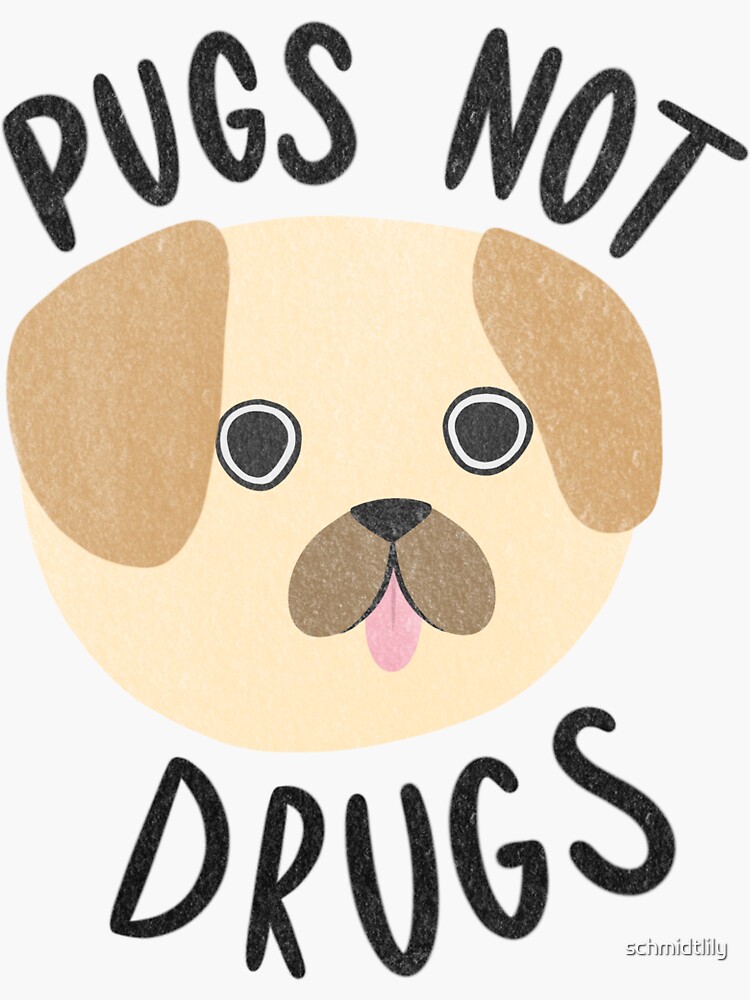 "Pugs Not Drugs" Sticker by schmidtlily | Redbubble