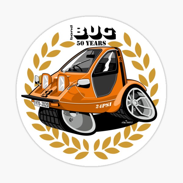 "Bond Bug caricature 50 years" Sticker for Sale by car2oonz | Redbubble