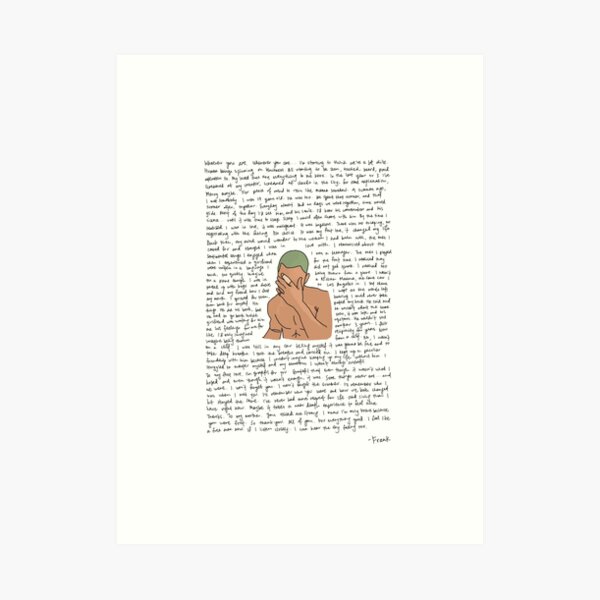 "Frank Ocean Coming Out Letter" Art Print for Sale by yoyotwinkles ...