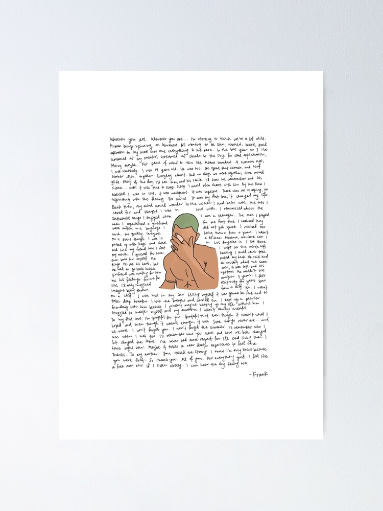 "Frank Ocean Coming Out Letter" Poster for Sale by yoyotwinkles | Redbubble