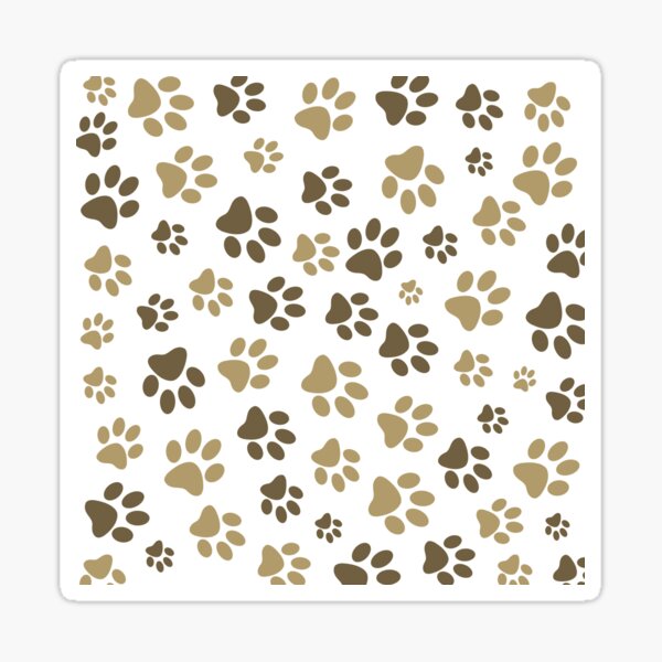 "Dog Brown Tan Paw Print Pattern Big & Little Paws" Sticker by ...