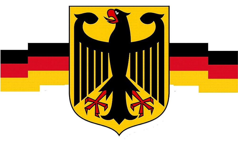 "German Eagle on shield with German Flag Ribbon" by edsimoneit | Redbubble