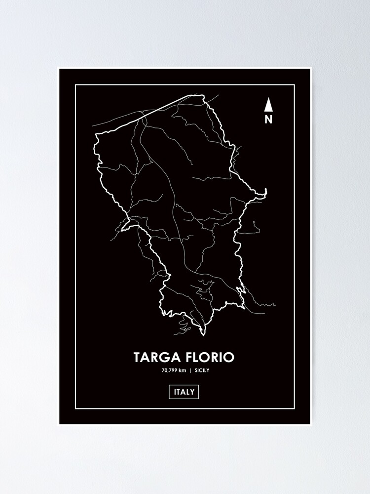 "TARGA FLORIO 72 km - SICILY Track Map WHITE" Poster by andreanastasio ...
