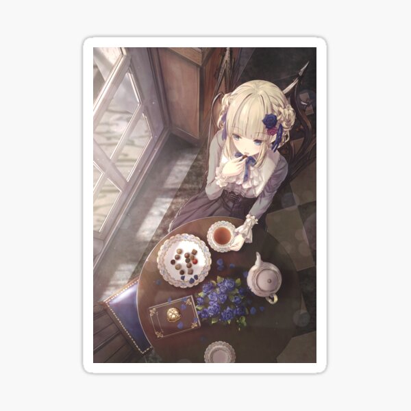"Anime girl having coffee" Sticker for Sale by LokShyu | Redbubble