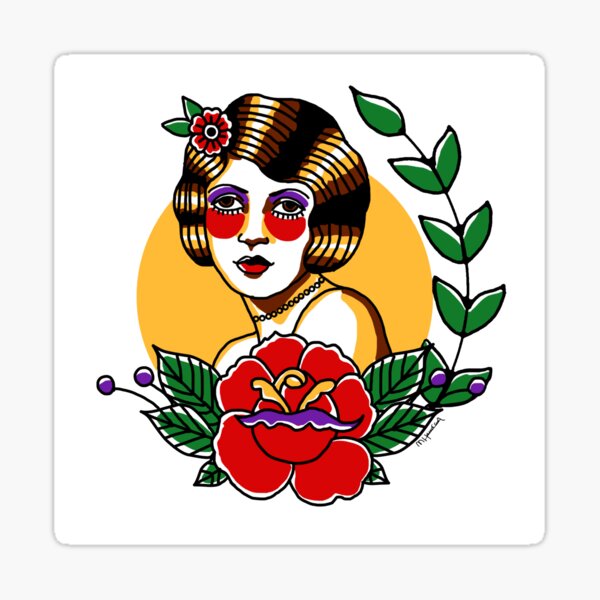 "Retro Flapper Girl " Sticker by mhawran | Redbubble