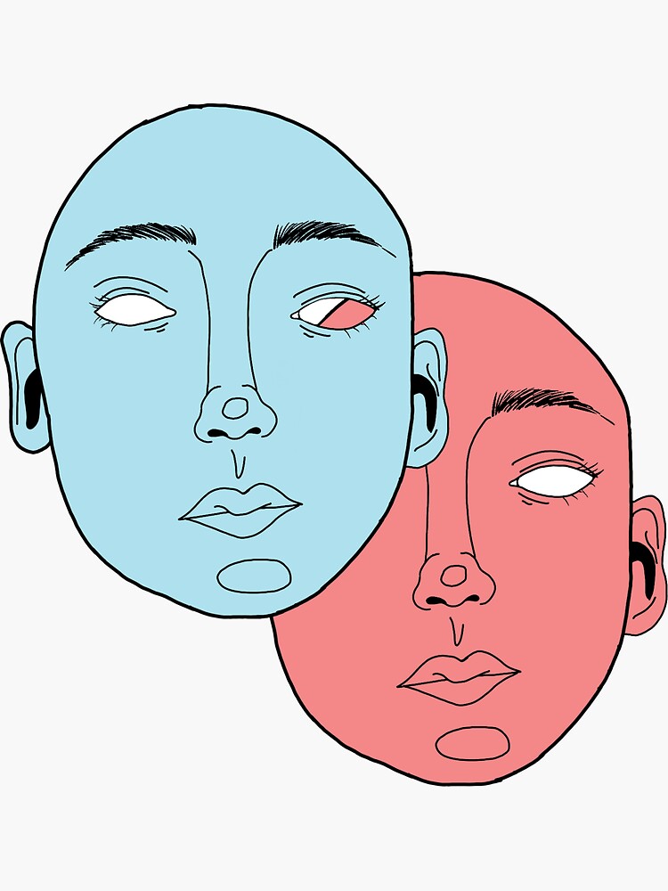 "Two Faced Sticker" Sticker by annearthurs | Redbubble