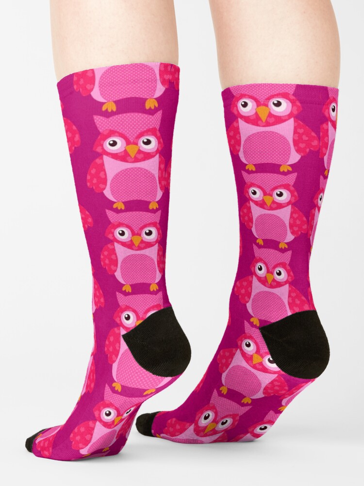 "Whimsical Pink Valentine's Day Owl | Cherie's Art Original" Socks for ...
