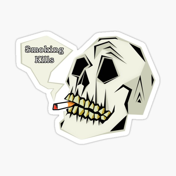 "Skull Smoking A Cigarette - "Smoking Kills"" Sticker for Sale by ...