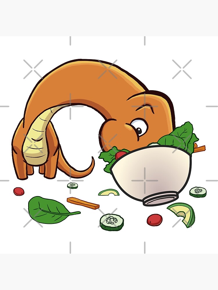 "Brontosaurus Dinosaur Eating Salad" Framed Art Print for Sale by ...