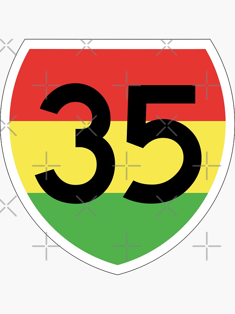 "State HIghway 35, Rasta Colours" Sticker for Sale by Kiwidom | Redbubble