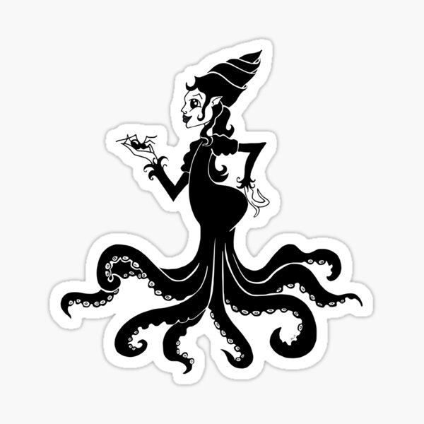 "Goth Octopus Girl with Pet Ocean Spider " Sticker by shelahdowart ...