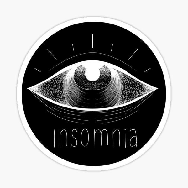 "Insomnia Design Black Ver. " Sticker for Sale by LilSinBean | Redbubble