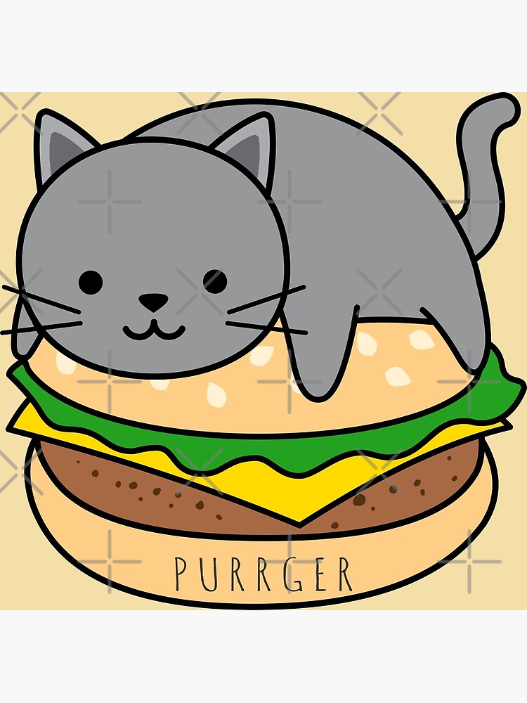 "Funny kawaii cat burger cute pet design" Photographic Print by ...