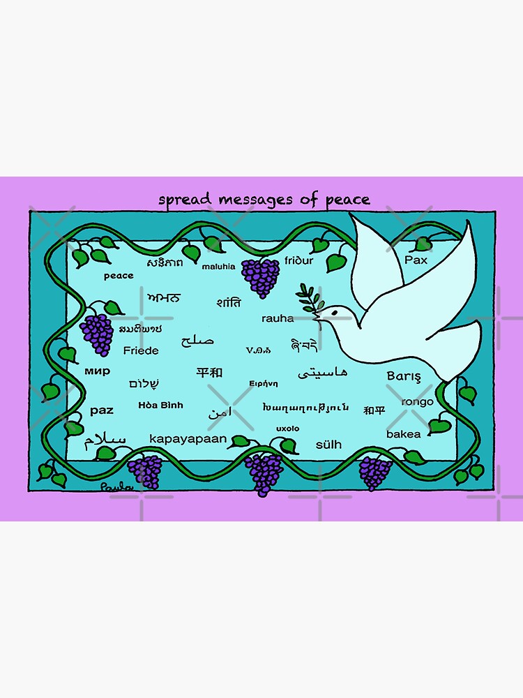 "The Many Languages of Peace." Sticker by PaulaJGGR | Redbubble