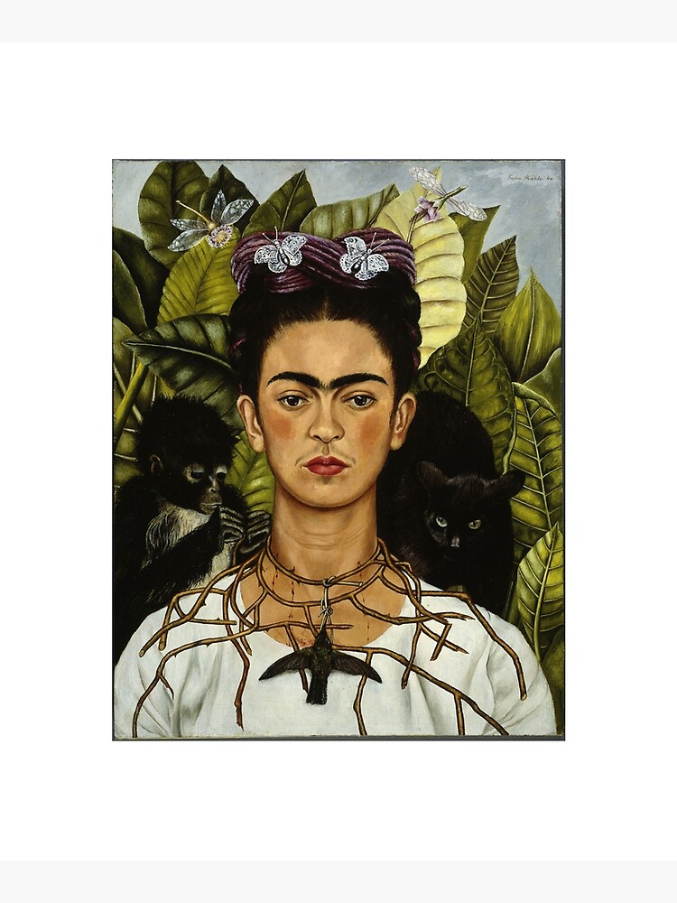 Impression montée « Autoportrait de Frida Kahlo avec singe et chat ...