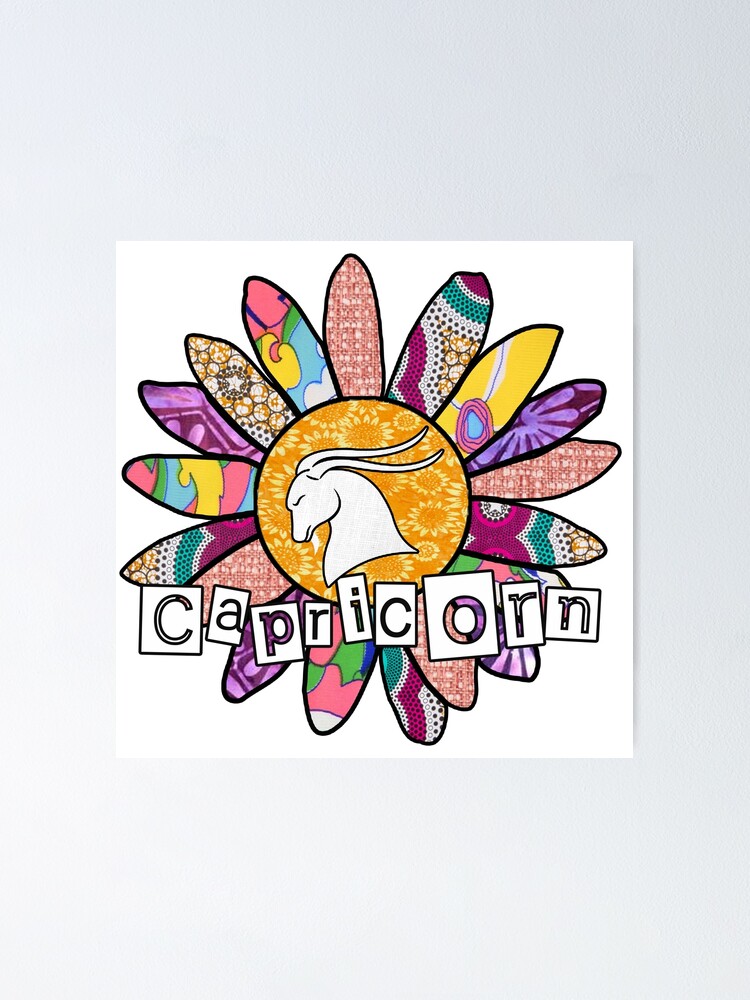 "Capricorn Pink Retro Flower " Poster by artbyomega | Redbubble