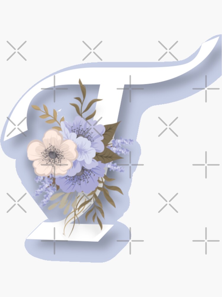 " Floral Initial Capital T Monogram Sticker " Sticker by RosalieReeves ...