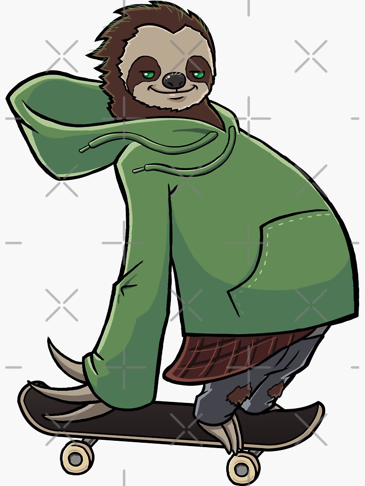 "Sloth on a Skateboard" Sticker for Sale by jonmlam | Redbubble
