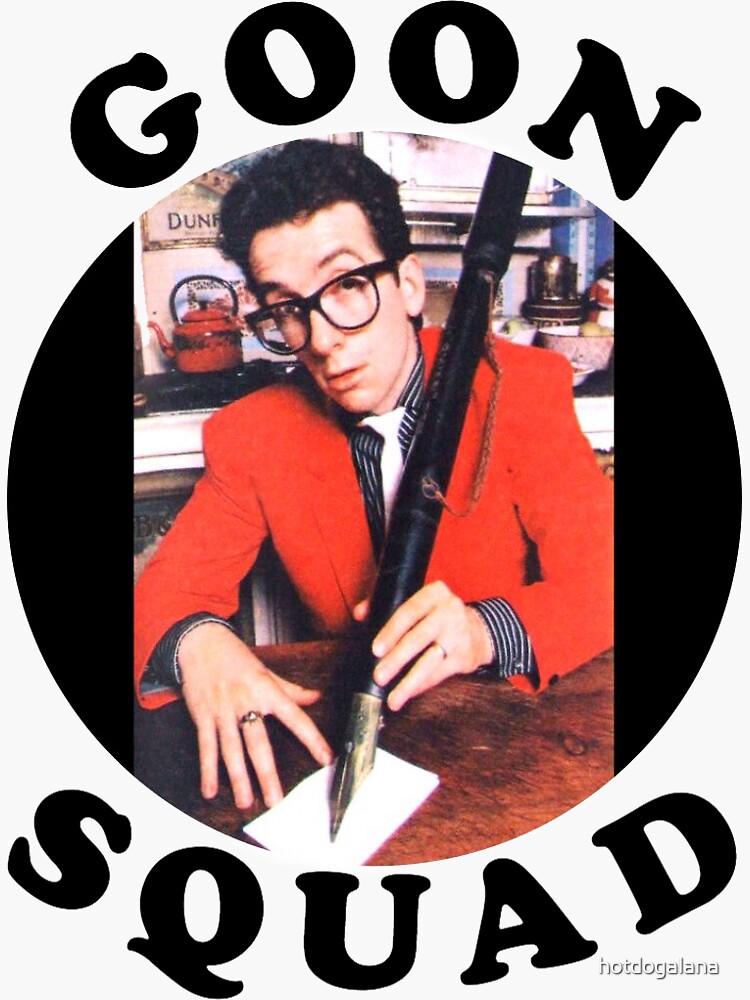 "Elvis Costello Goon Squad" Sticker by hotdogalana | Redbubble