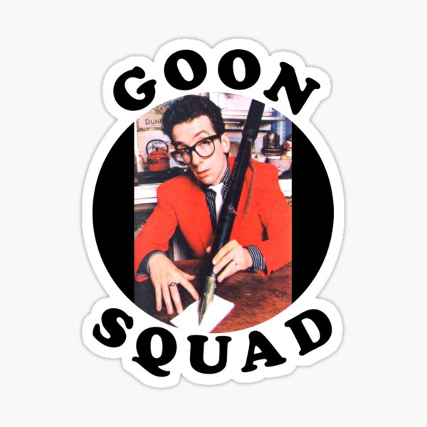 "Elvis Costello Goon Squad" Sticker by hotdogalana | Redbubble