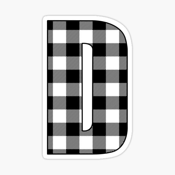 "Letter D Monogram Black and White Buffalo Plaid/Check" Sticker for ...