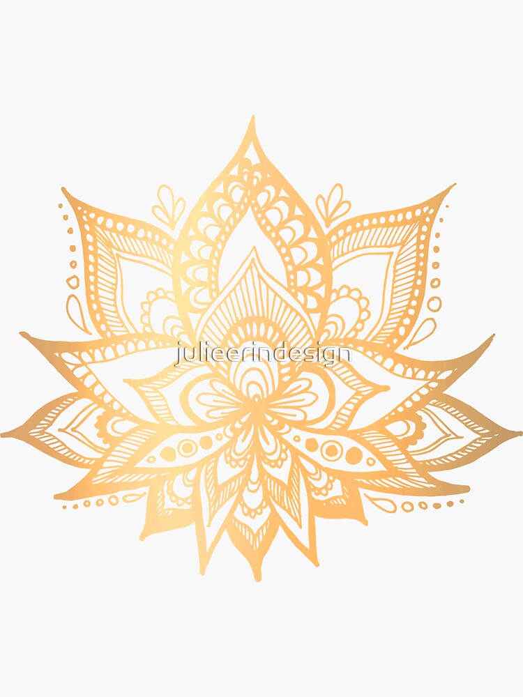 "Gold Lotus Flower" Sticker for Sale by julieerindesign | Redbubble