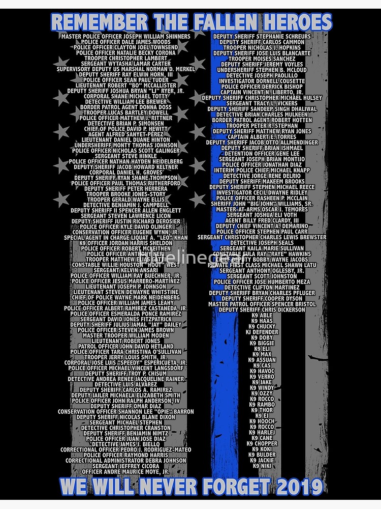 "2019 Fallen Officers - Thin Blue Line Memorial" Poster for Sale by ...