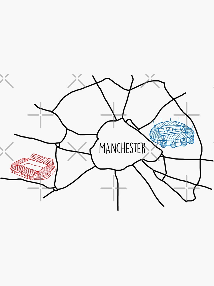 "Manchester Football Map" Sticker for Sale by Hevding | Redbubble
