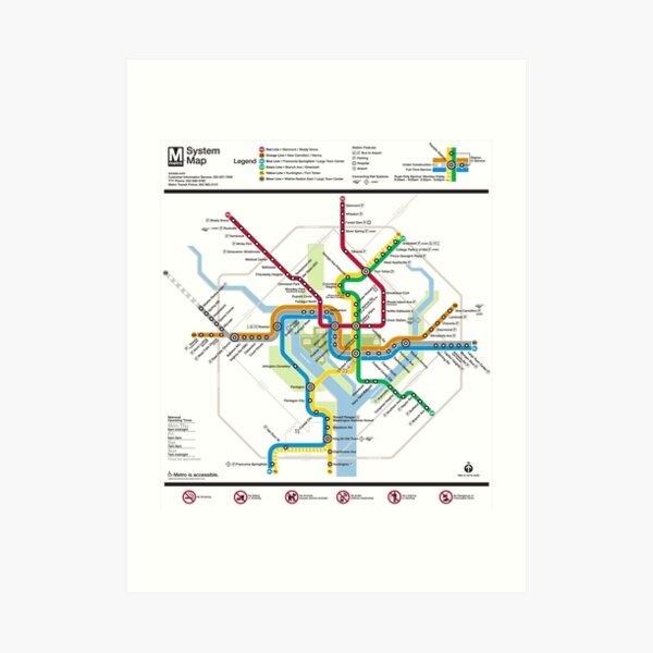 "WMATA Metro Map" Art Print for Sale by lauraindc | Redbubble