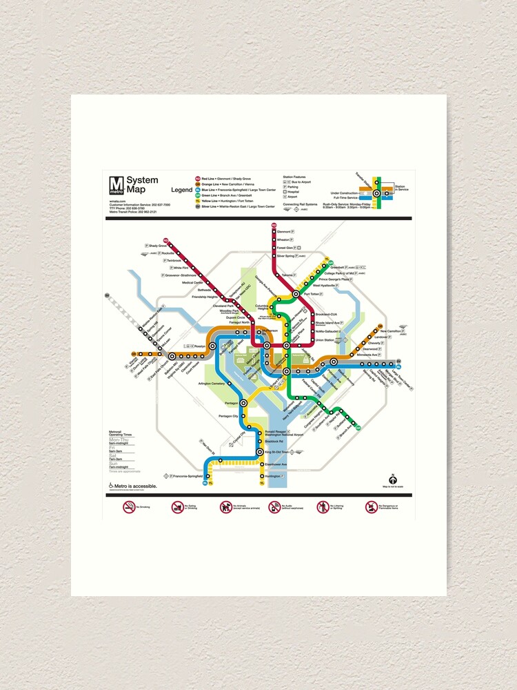 "WMATA Metro Map" Art Print for Sale by lauraindc | Redbubble
