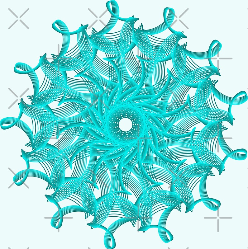 "Cyan Spiro Lines" by Shapes-Mania | Redbubble