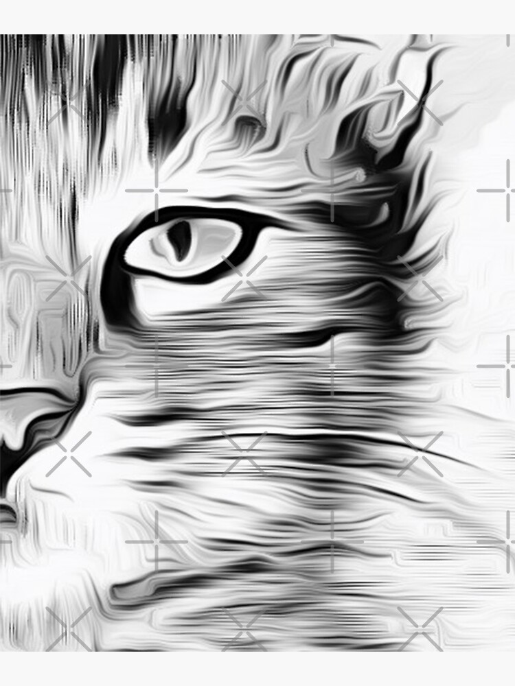 "Cat half face drawing design left side" Sticker for Sale by Pikmi ...