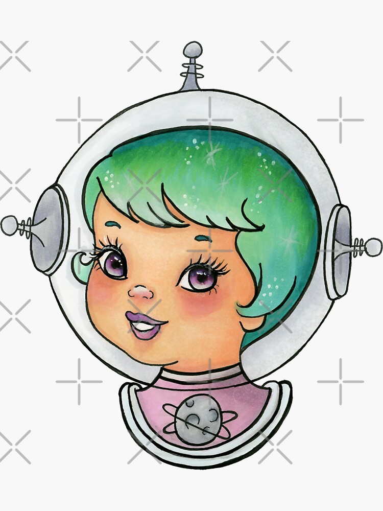 "Retro Vintage Space Girl" Sticker by ComicKitsch | Redbubble