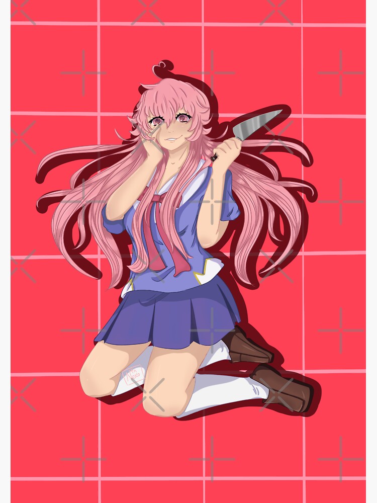 "Yuno Gasai with background" Sticker for Sale by Ninneko | Redbubble