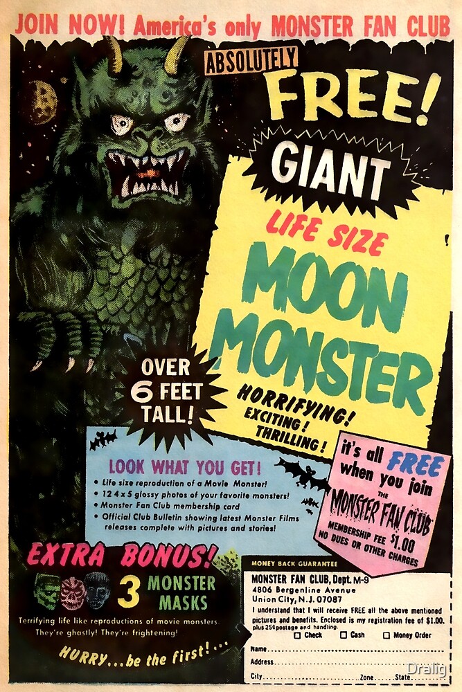"Vintage Mail Order Moon Monster Advertisement " by Dralig | Redbubble