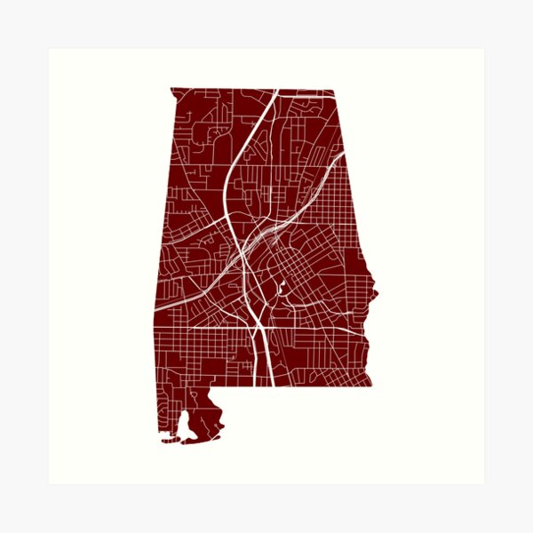 "Normal Alabama Map State Outline" Art Print for Sale by zsonn | Redbubble