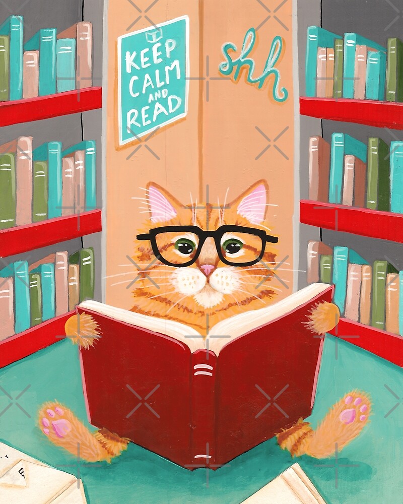 "The Library Cat" by kilkennycat | Redbubble