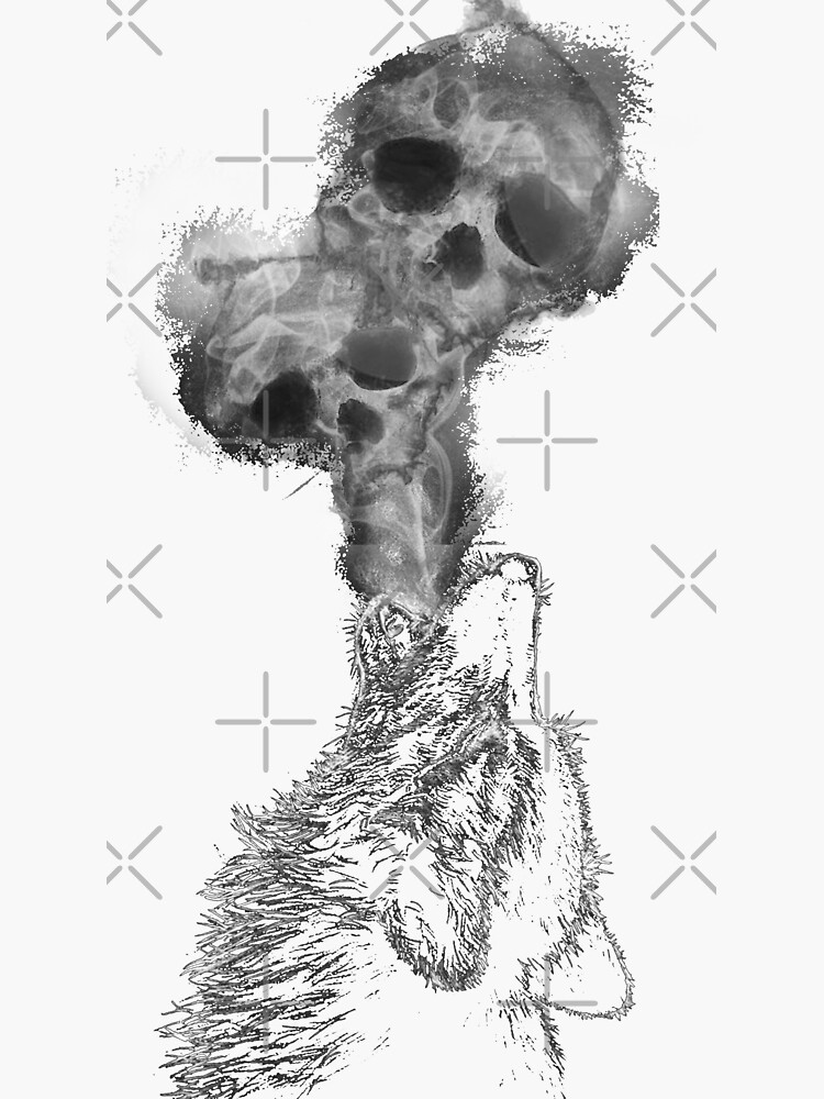 "Howling wolf - Skull smoke" Sticker by JTK667 | Redbubble