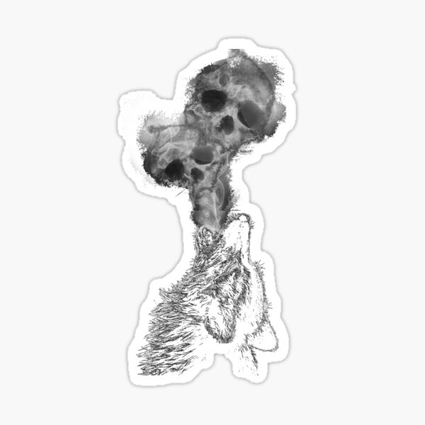 "Howling wolf - Skull smoke" Sticker by JTK667 | Redbubble